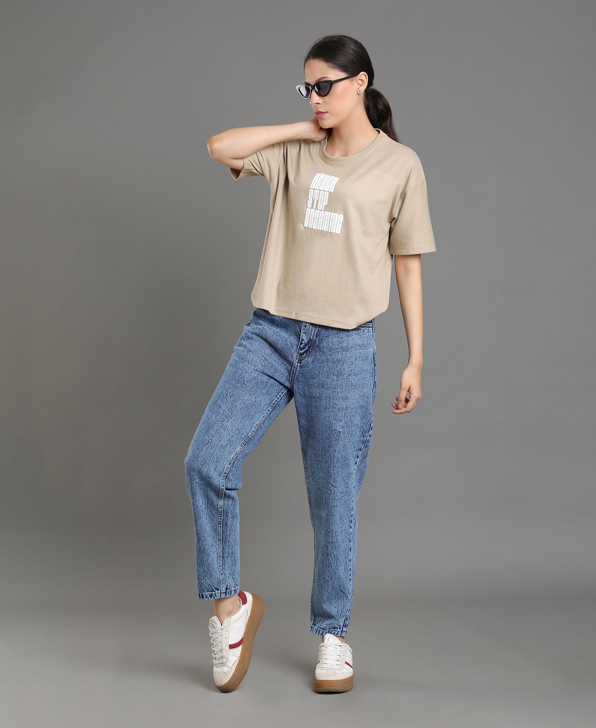 Buy Cream Matty Oversize Tee Online at Fazyo